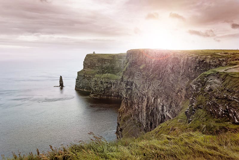 Amazing Sunset at Cliffs of Moher Stock Image - Image of highest, ocean ...