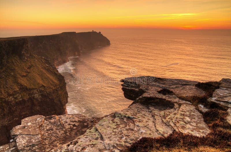 Cliffs of Moher at sunset stock photo. Image of atlantic - 18954226
