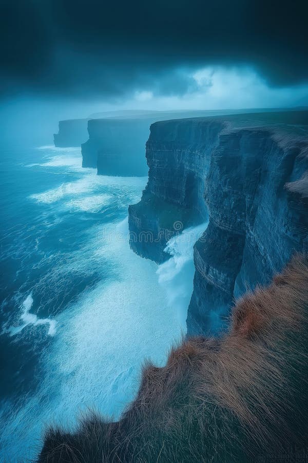 Cliffs of Moher during Twilight Presenting Dramatic Ocean Waves and ...