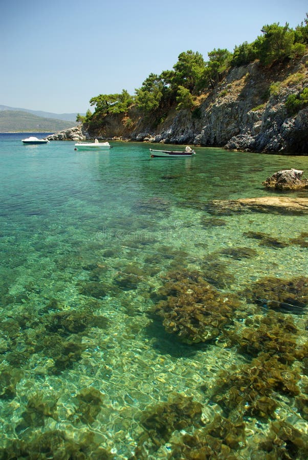 Beach Micro Seitani in Island Samos - Greece Stock Photo - Image of ...