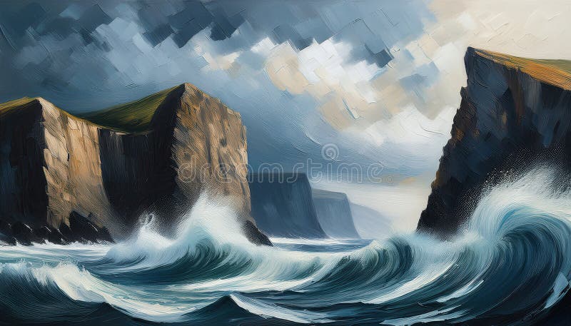 Cliffs in the Path of the Storm Stock Illustration - Illustration of ...