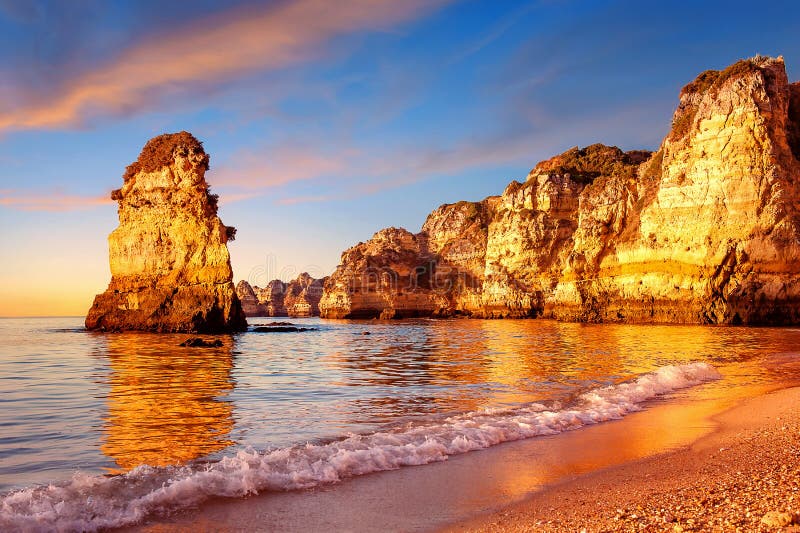 Cliffs in Portugal stock image. Image of yellow, tourism - 91478703