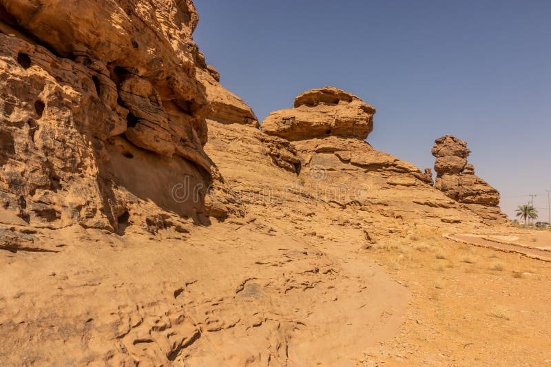 Cliffs with Rock Art (petroglyphs) in Jubbah, Saudi Arab Stock Image ...