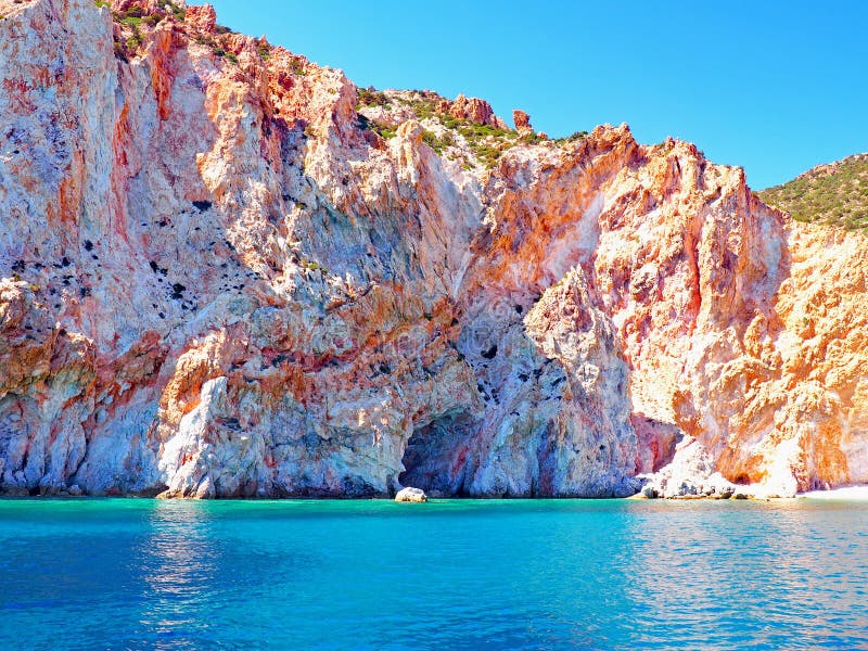 The Cliffs and Rock Formations of Polyaigos, an Island of the Greek ...