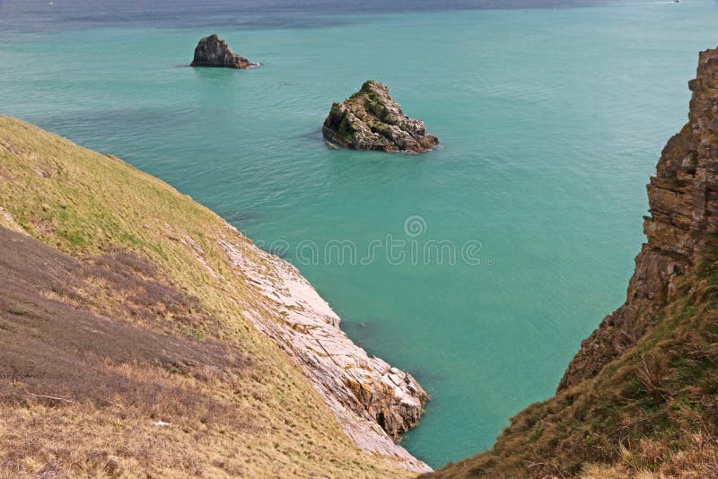 Coast of South Devon stock image. Image of water, cliff - 264167999