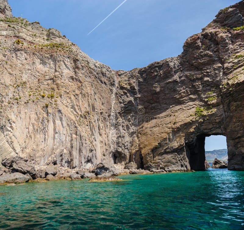Cliffs and Rocks of Lipari, Italy. Stock Photo - Image of coastal ...