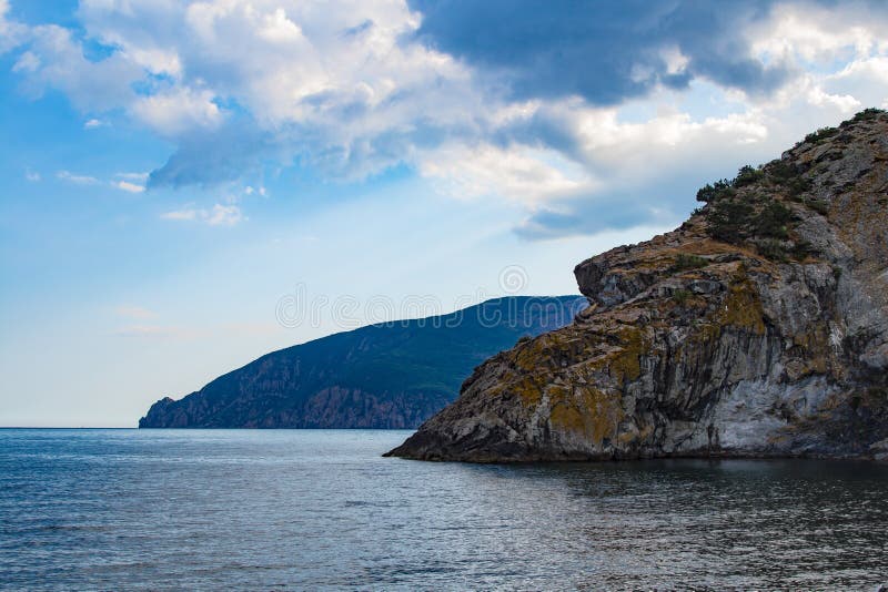 Cliffs and Sea in the Crimea. Beautiful Panoramic View of Nature Stock ...