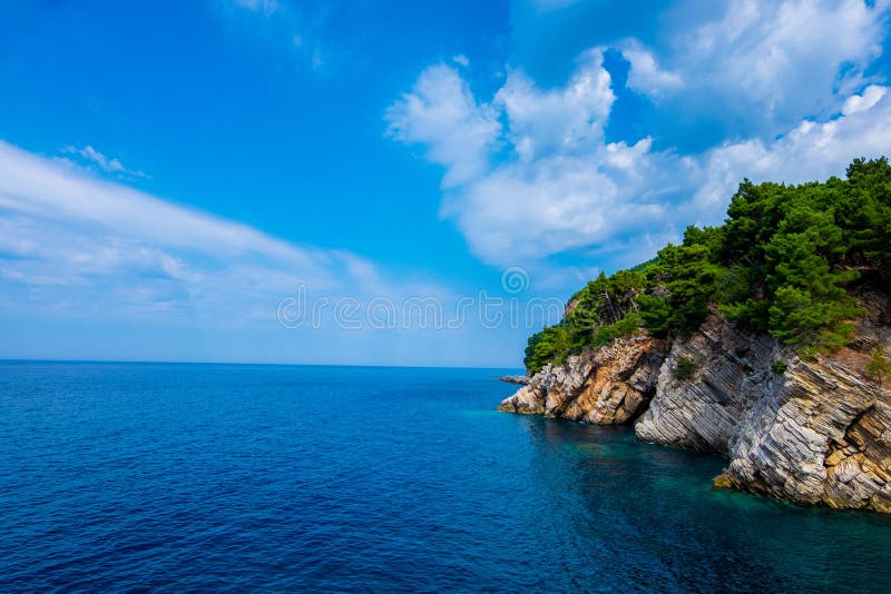Beautiful Cliffs by the Sea Stock Photo - Image of summertime, pine ...