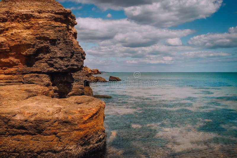 Cliffs, Sharp Stones Rocks Along Coast See Stock Photo - Image of tree ...