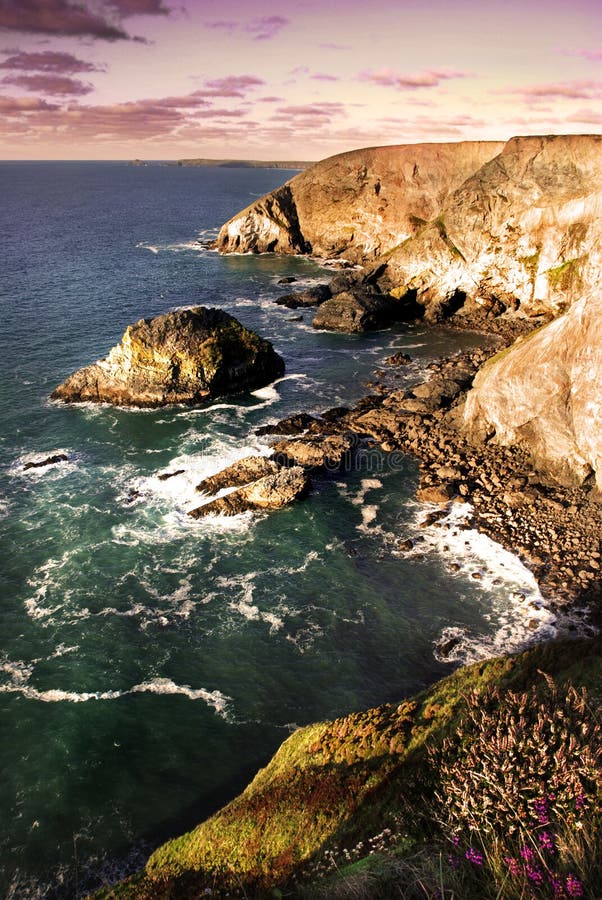 St Agnes Cliffs, Cornwall, England. Sea View Stock Image - Image of ...