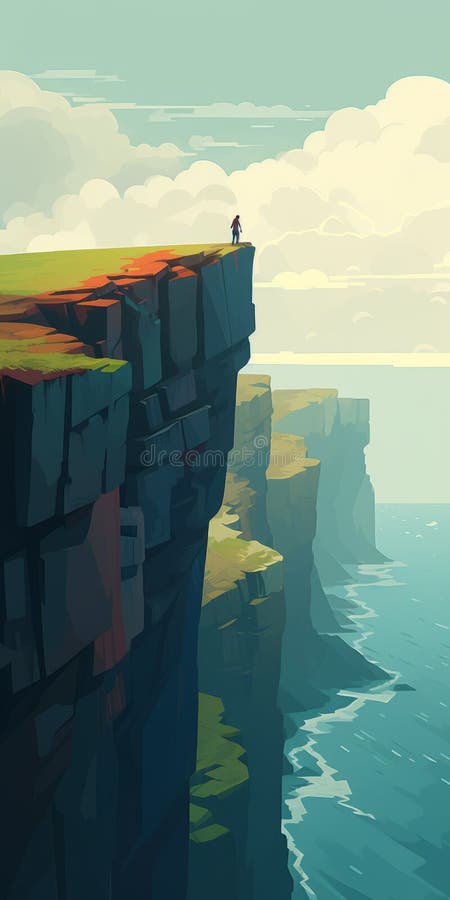 Eerily Realistic Cliff Masterpiece in the Style of Atey Ghailan Stock ...