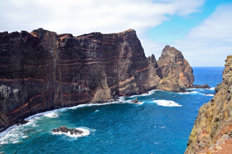 Cliffs of Volcanic Origin in Eastern Madeira Stock Image - Image of ...