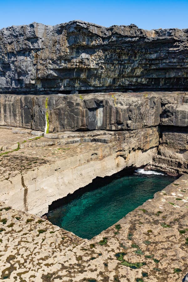 Cliffs and Worm Hole in Inishmore Stock Image - Image of hole, rock ...
