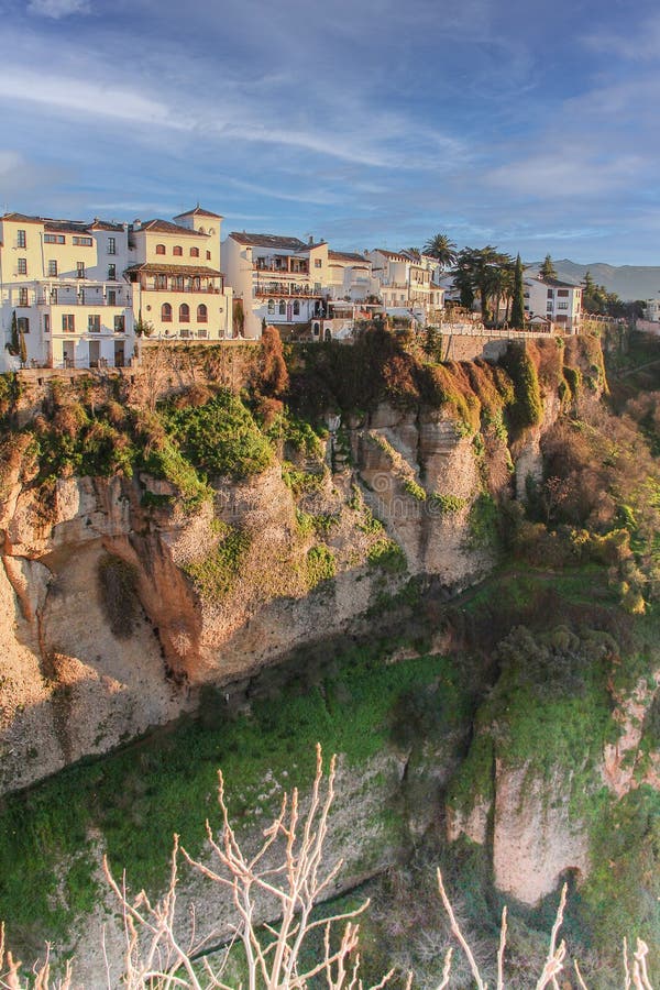 Cliffside Homes in Ronda stock photo. Image of cliff - 362635180