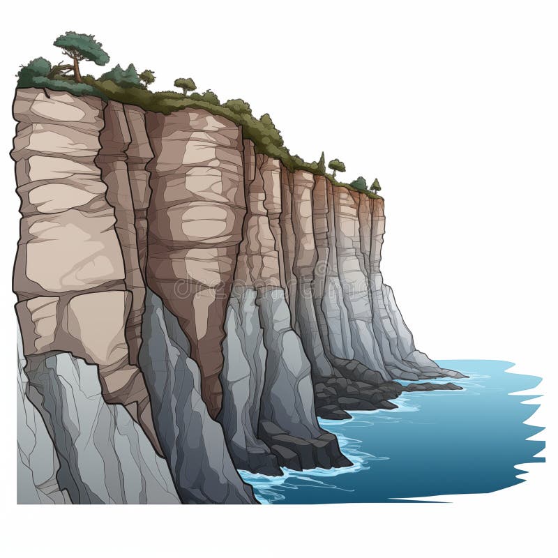 Cliffside Landscape with Rugged Rocks and Blue Ocean Waves Crashing ...