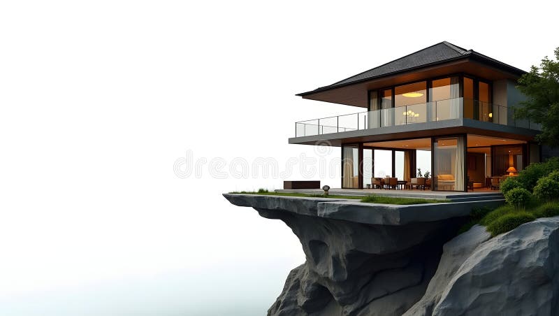 Cliffside Modern Villa stock illustration. Illustration of real - 386907675