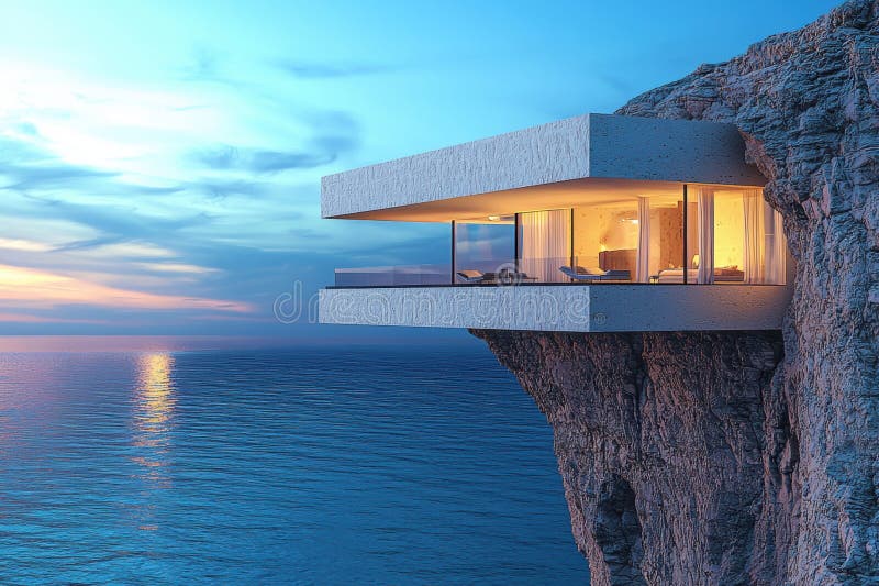 Cliffside Oceanfront Luxury Home Modern Architecture Design Stock ...