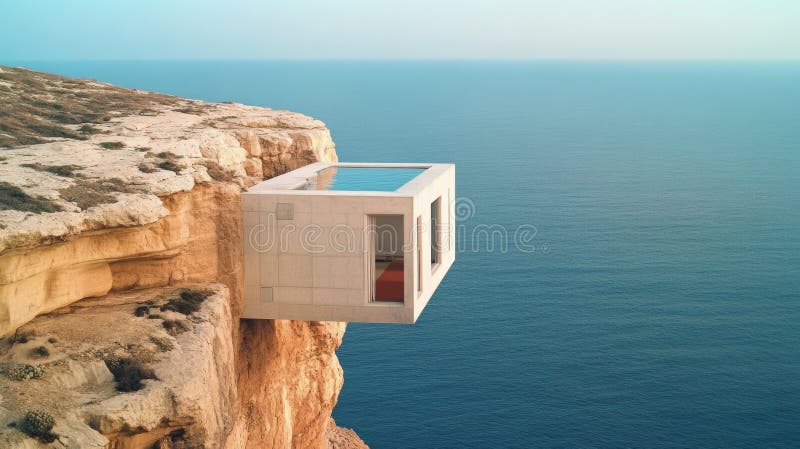 Cliffside Retreat: Modern Cube Structure with Pool Extends Over a ...