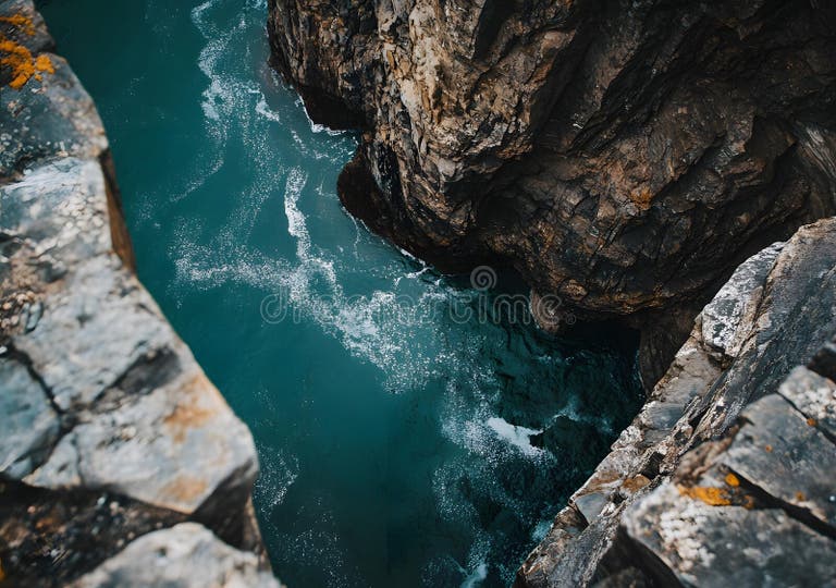 Cliffside View of Ocean Water Generated Using AI. Stock Illustration ...