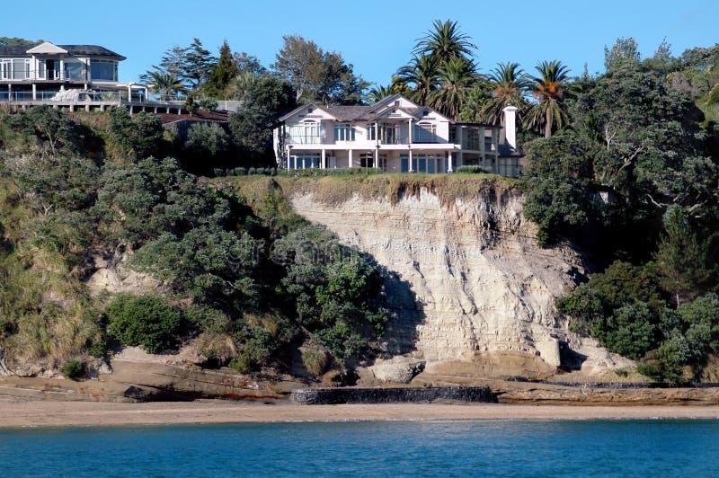 Clifftop Homes stock photo. Image of zealand, house, palms - 494180