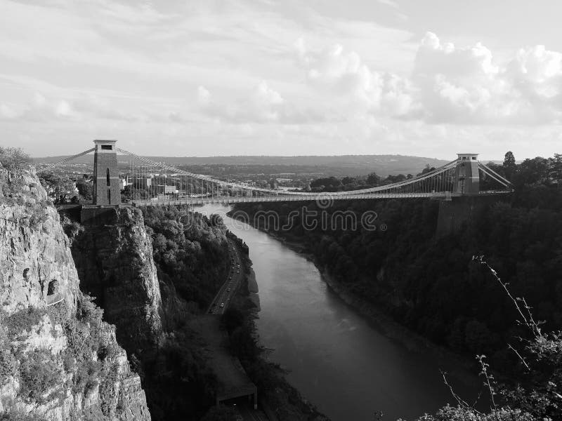 Clifton Suspension Bridge Em Bristol Em Preto E Branco Foto de Stock ...