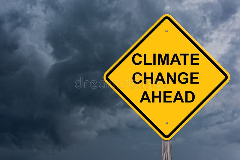 Climate Change Ahead Warning Sign Stock Image - Image of weather ...