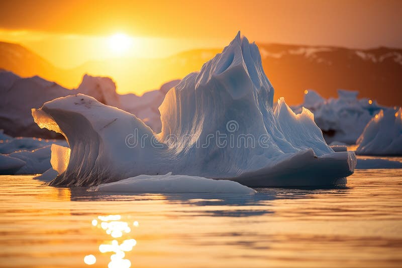 Global Warming and Melting Glaciers Stock Illustration - Illustration ...
