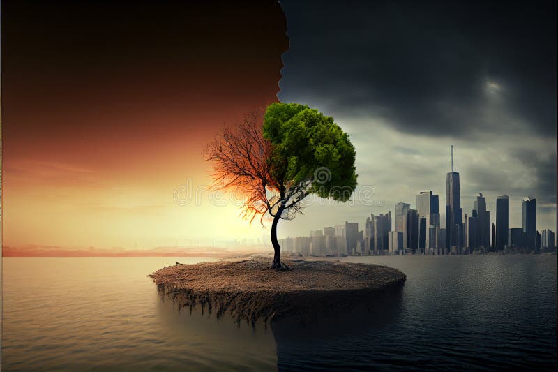 Climate Change Catastrophe 3d Illustration Stock Illustration ...
