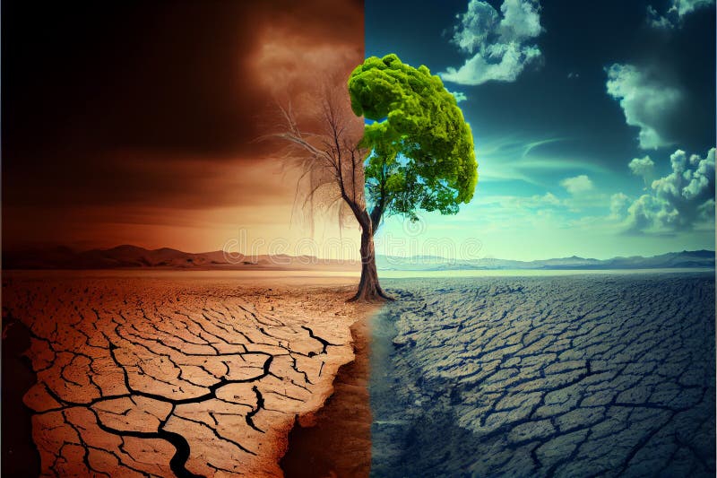 Climate Change Catastrophe 3d Illustration Stock Illustration ...