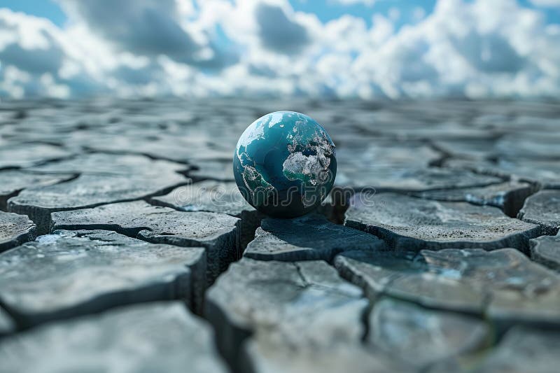 Climate Change Concept with Cracked Earth and Globe Stock Image - Image ...