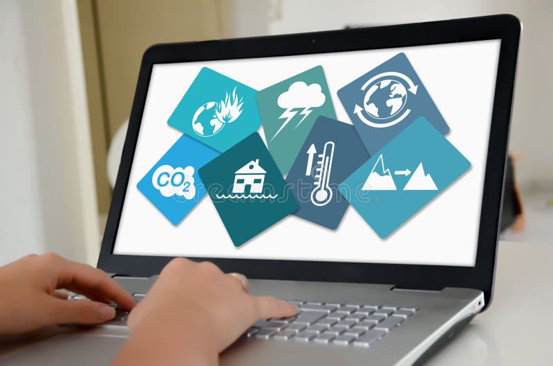 Climate Change Concept on a Laptop Screen Stock Image - Image of ...
