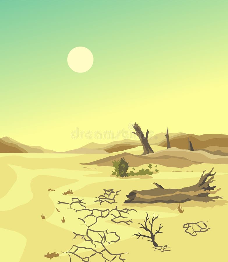 Climate Change Desertification Illustration. Global Environmental ...