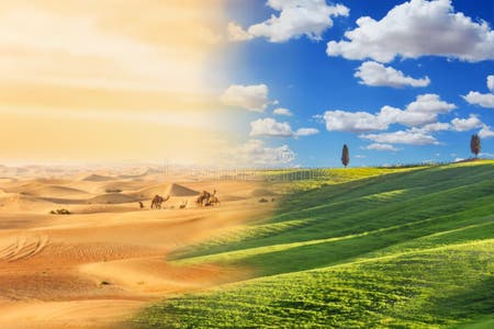 Climate Change with Desertification Process. Stock Photo - Image of ...