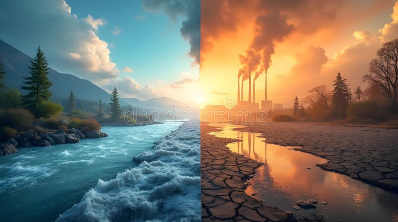 Climate Change: a Divided World Stock Illustration - Illustration of ...