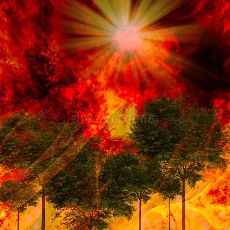Climate Change. Global Warming. Fire and Heat in the Background. Stock ...