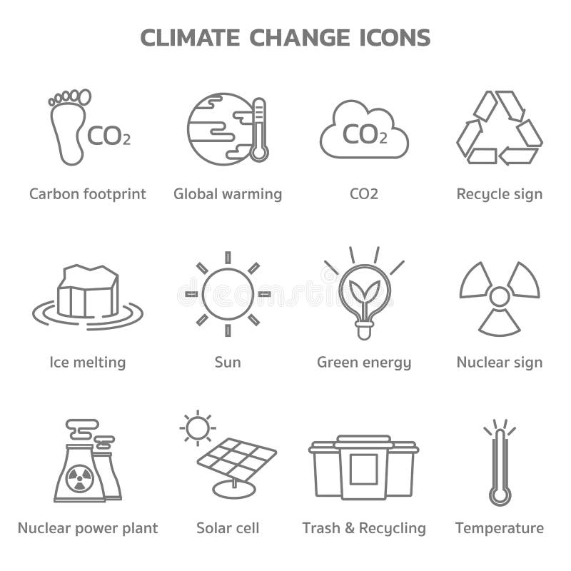 Climate change icons stock vector. Illustration of nature - 143238874