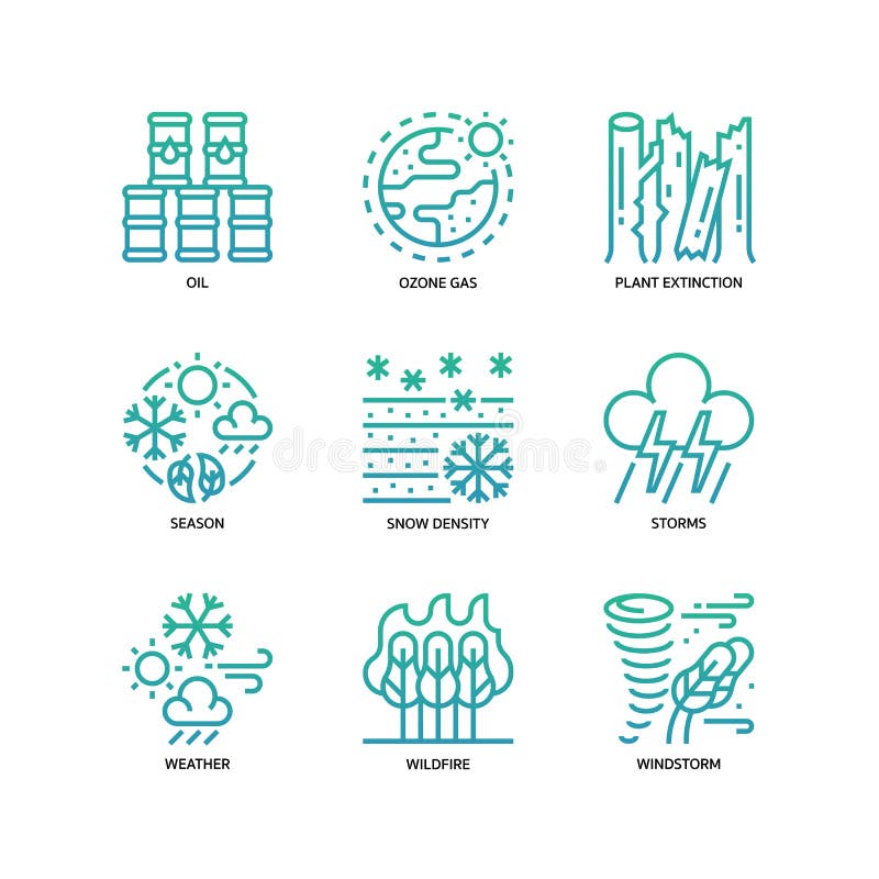 Climate Change icons set stock vector. Illustration of global - 205759264