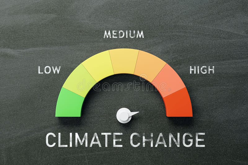 Climate Change Indicator on a Slate Background with a Low To High Meter ...