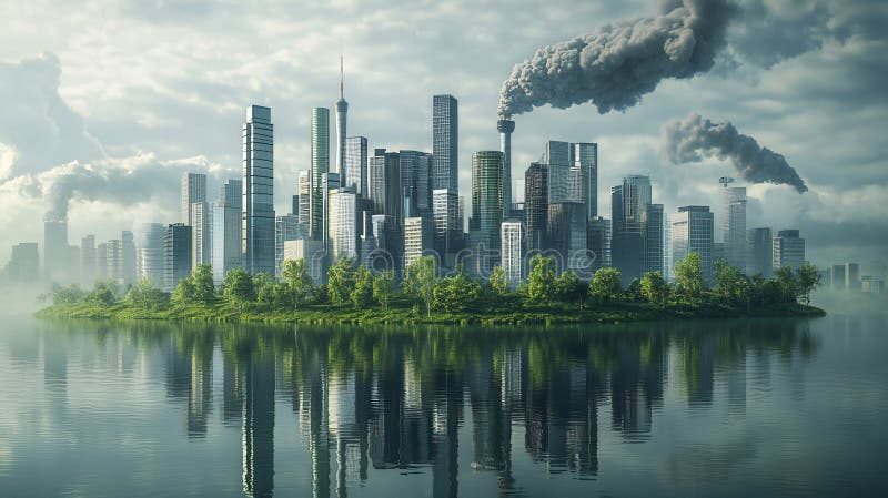 Climate Change Landscape, Smoke, Pollution from Urban Expansion ...