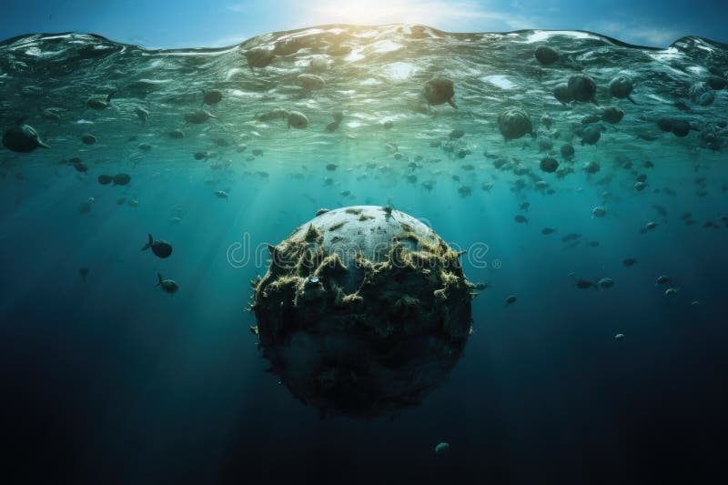 Drowning planet Earth stock illustration. Illustration of aqua - 198671735