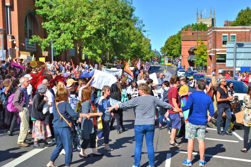 Media Covering the Climate Change March in Reading, England, UK ...