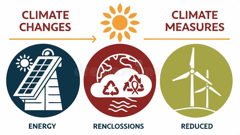 Climate Change and Measures Icons, Environmental Action and Solutions ...