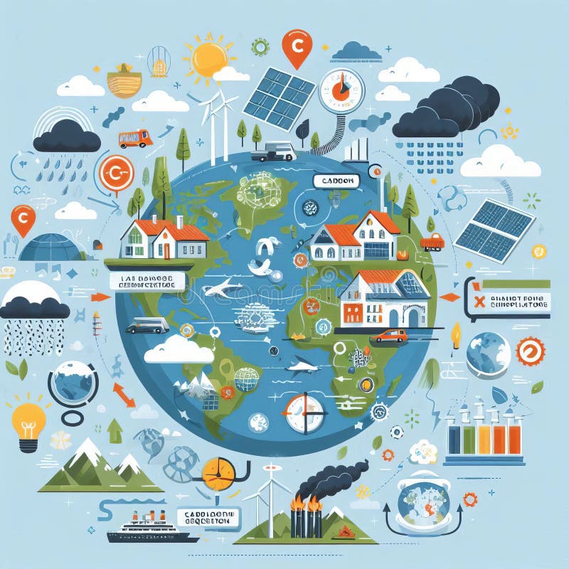Climate Change Mitigation an Infographic Illustrating the Differ Stock ...