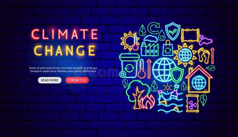 Climate Change Neon Banner Design Stock Vector - Illustration of earth ...