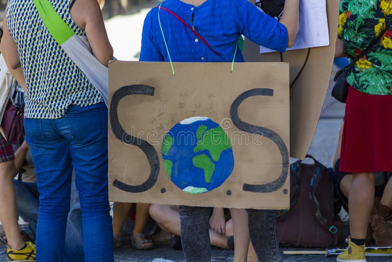 Climate Change Protest Sign Stock Photo - Image of crisis, nature ...