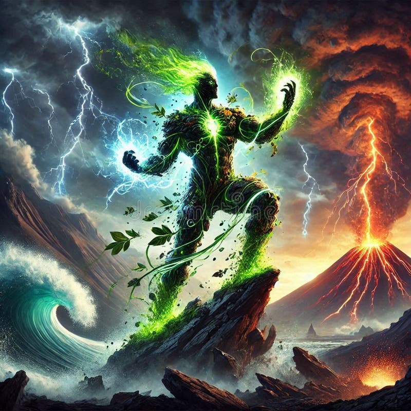 Gaia S Wrath - AI Super Hero Original Art Illustration. Stock ...