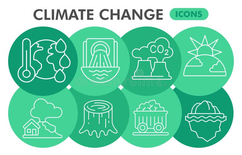 Climate Change Symbols Collection or Sketches, Atmosphere Theme Bubbles ...