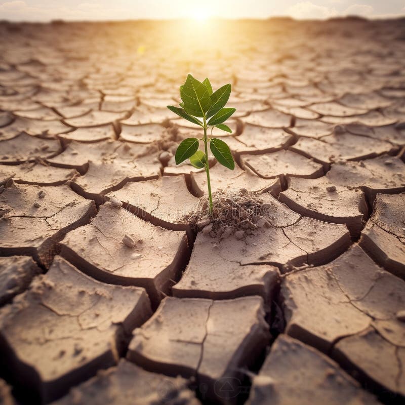 Climate Change: Tree on Drought-Ridden Land. Generative AI Stock ...