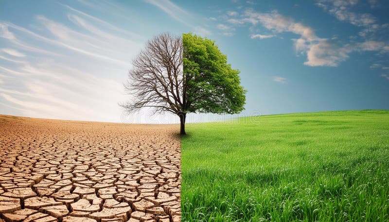 Climate changing landscape stock illustration. Illustration of young ...