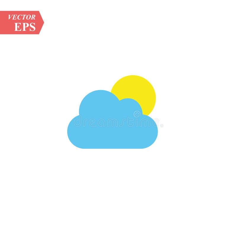 Climate Cloud with Sun on White Background. Stock Vector - Illustration ...